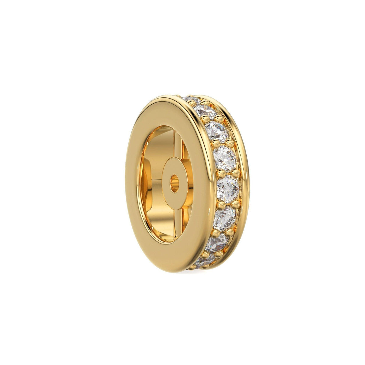Diamond Eternity Wheel 14k Solid Gold Rondelle Spacer Finding Bead ...